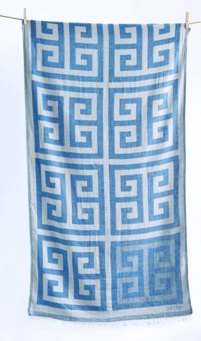 Megalos Meandros Beach Towel/Throw - Parliament Blue | Taste & Art of ...